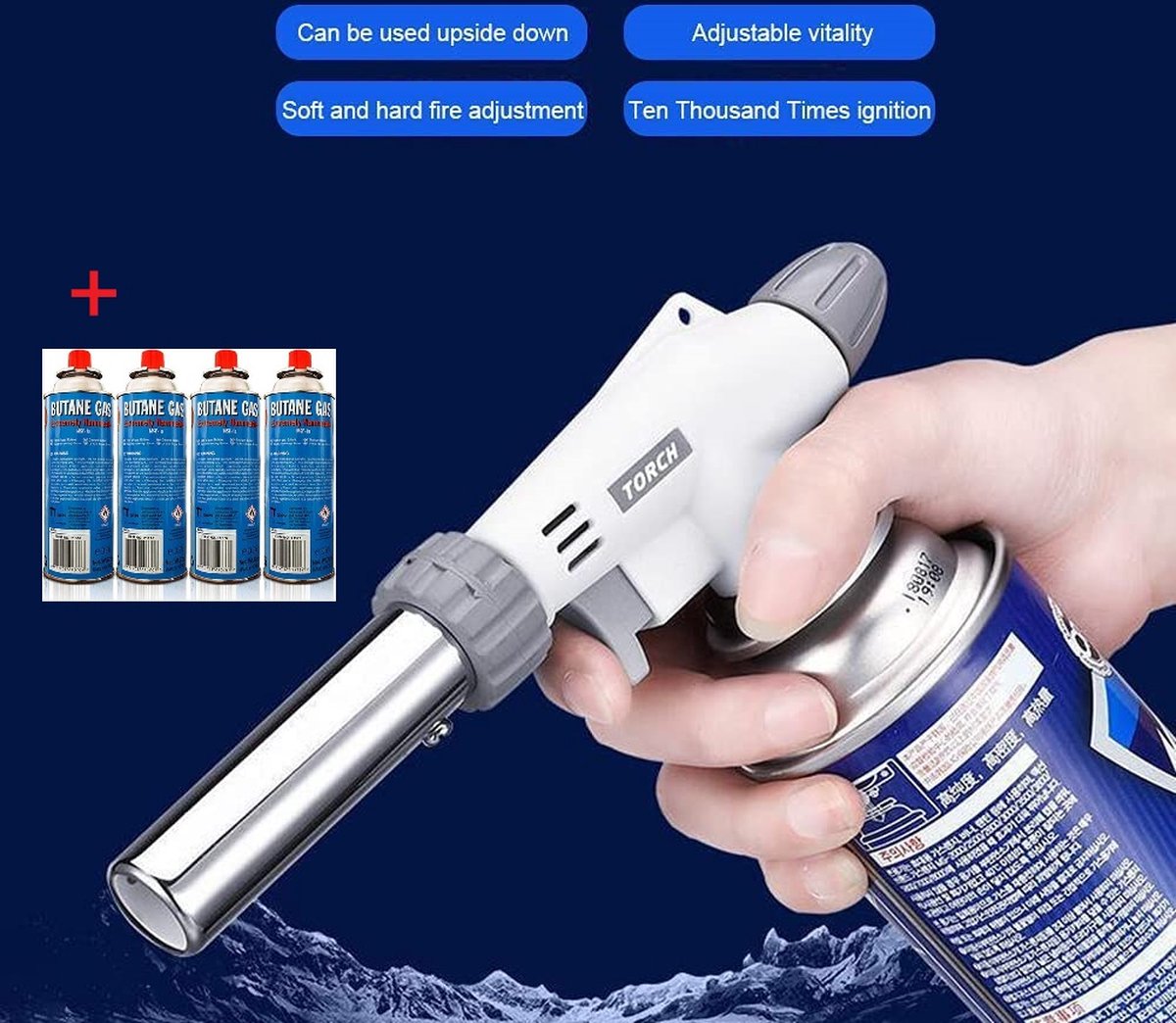 Crème-Brûlée Gasbrander -barbecue starter - soldeerbrander + 4 Butaan ...